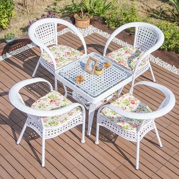 Outdoor Furniture Plastic Set Pvc Wicker Woven Armchairs Aluminum Frame ...