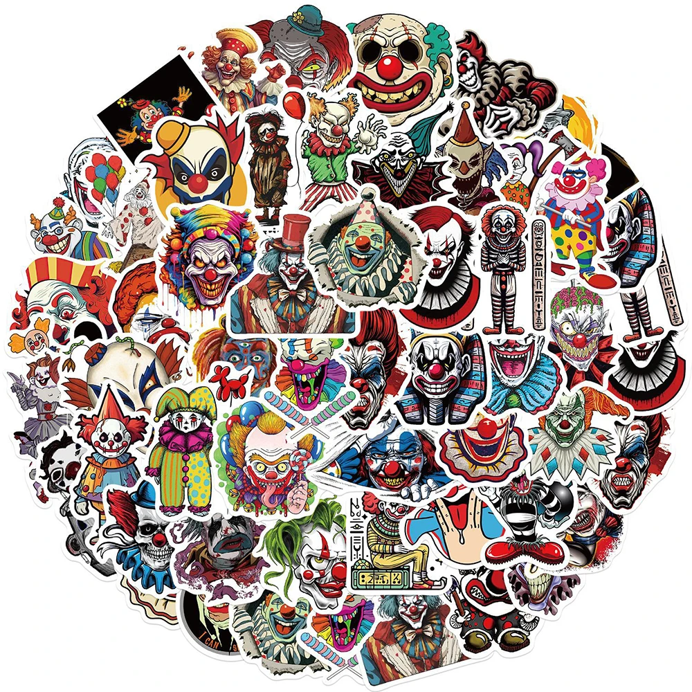 50pcs Cartoon Terror Scary Clown Stickers For Fans Bottle Phone Decor ...