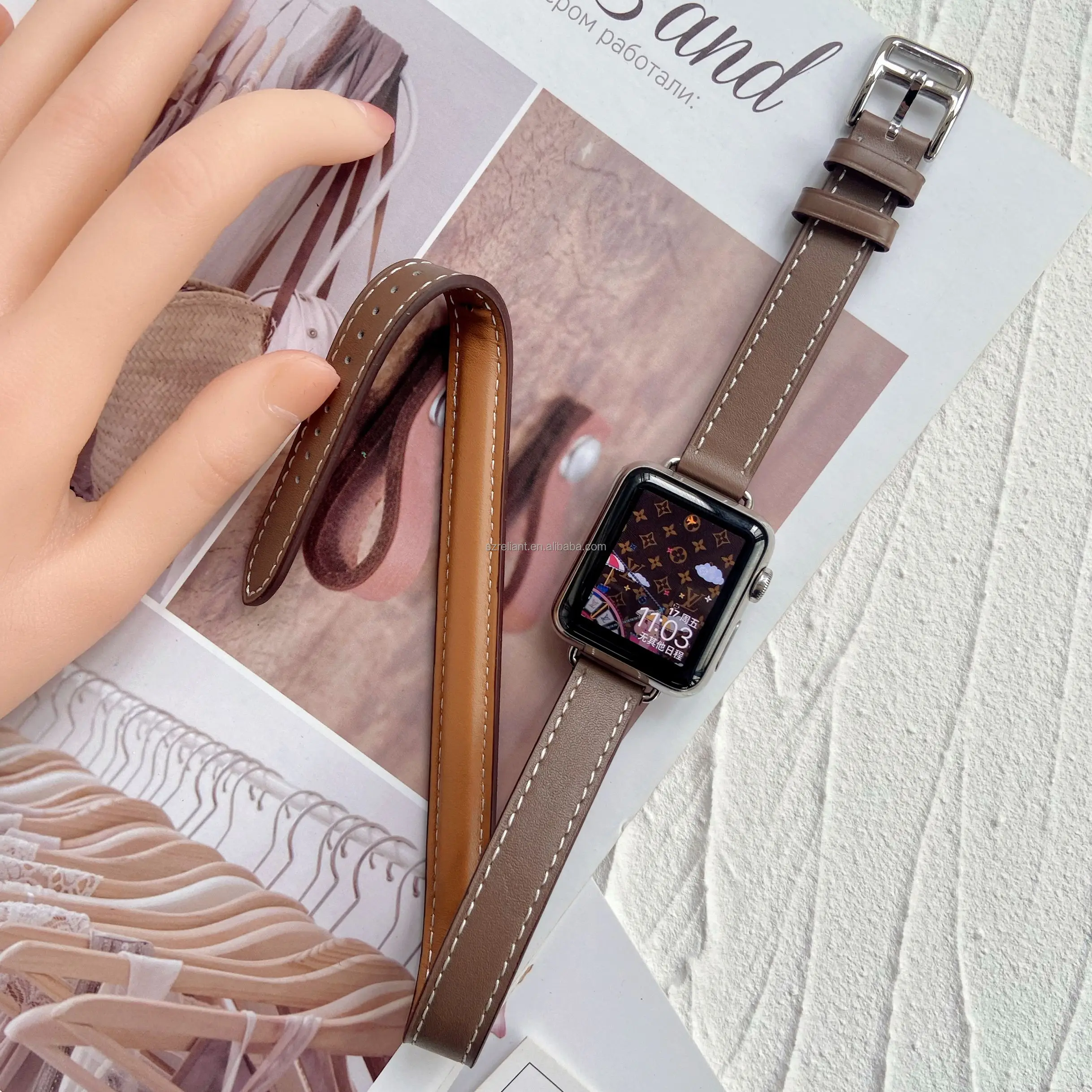 Luxury Double Tour Slim Genuine Leather Band Straps For Apple Watch 38 ... Luxury Double Tour Slim Genuine Leather Band Straps For Apple Watch 38 ...
