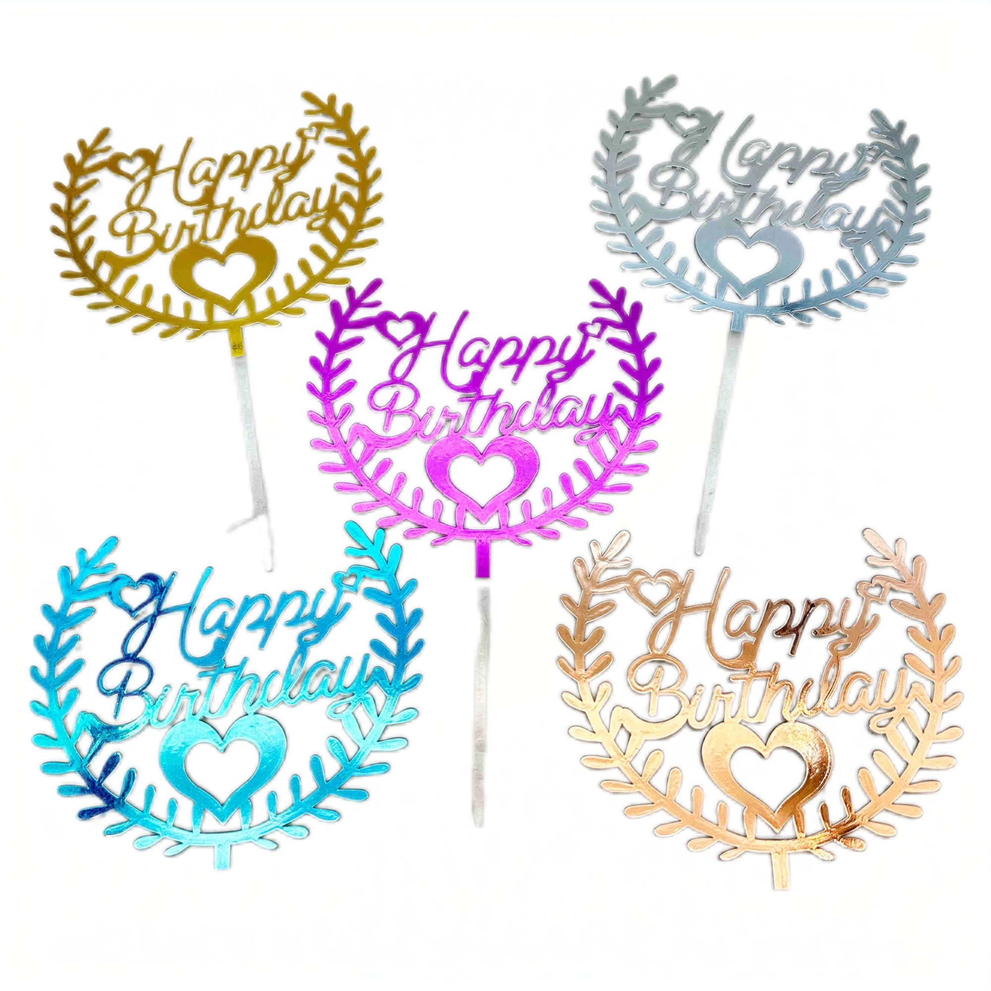 Perselized Glitter Acrylic Flower Wreath Ins Style Happy Birthday Cake ...