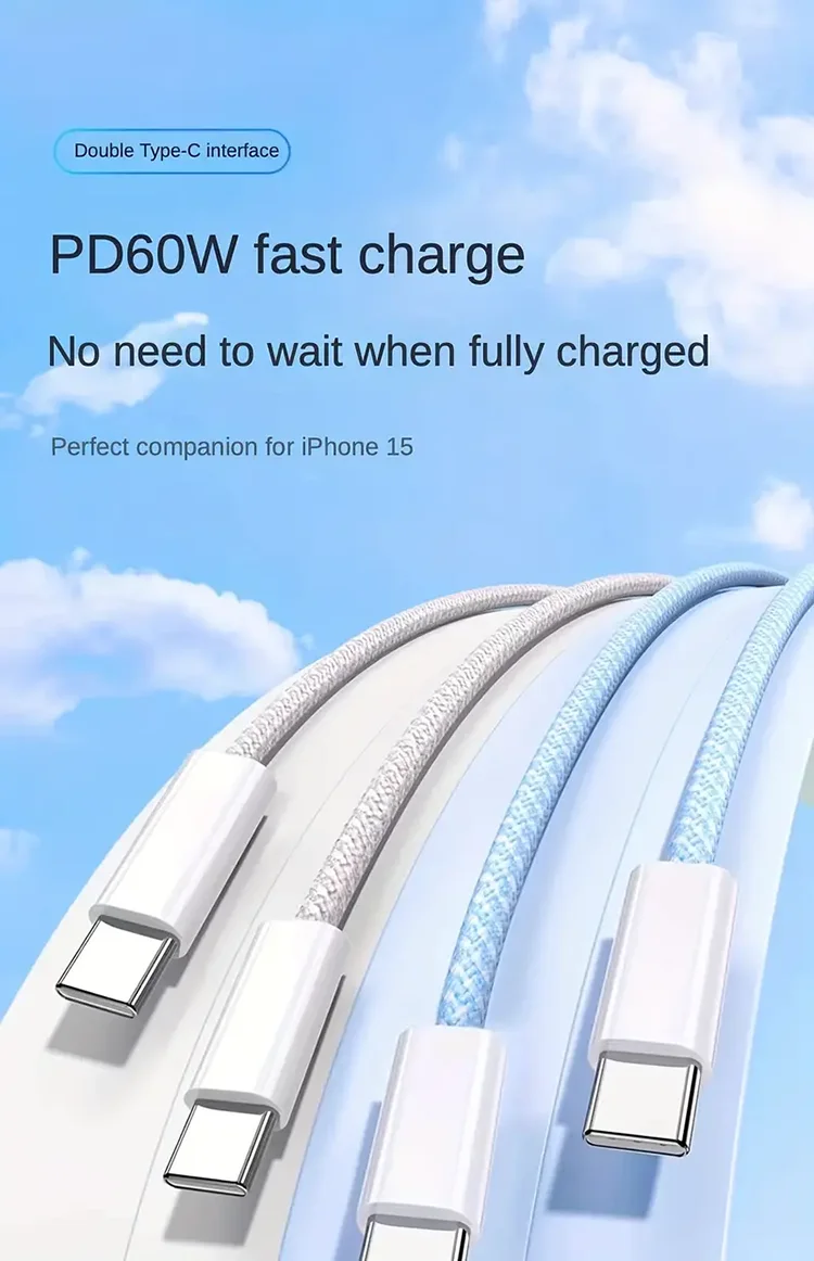 60w Ucb C Nylon Woven Charge Cable 1m Fast Charging Type C To Type ...