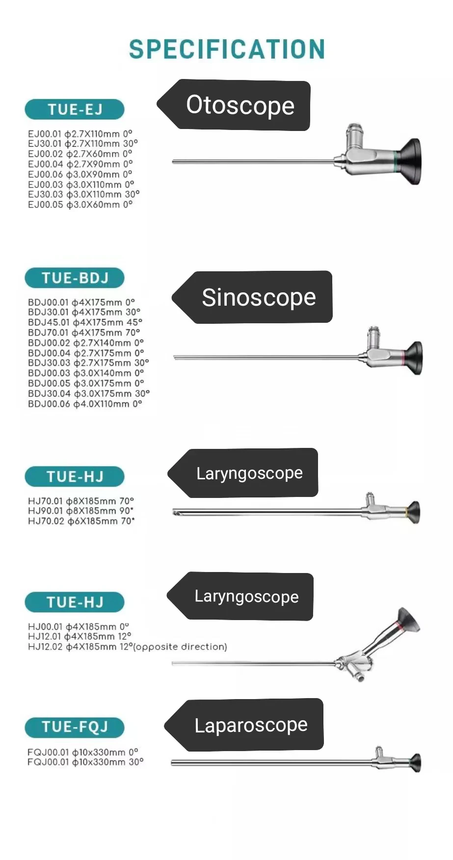 Medical Diagnosis ENT Optical Rigid Endoscopic Instruments with ...