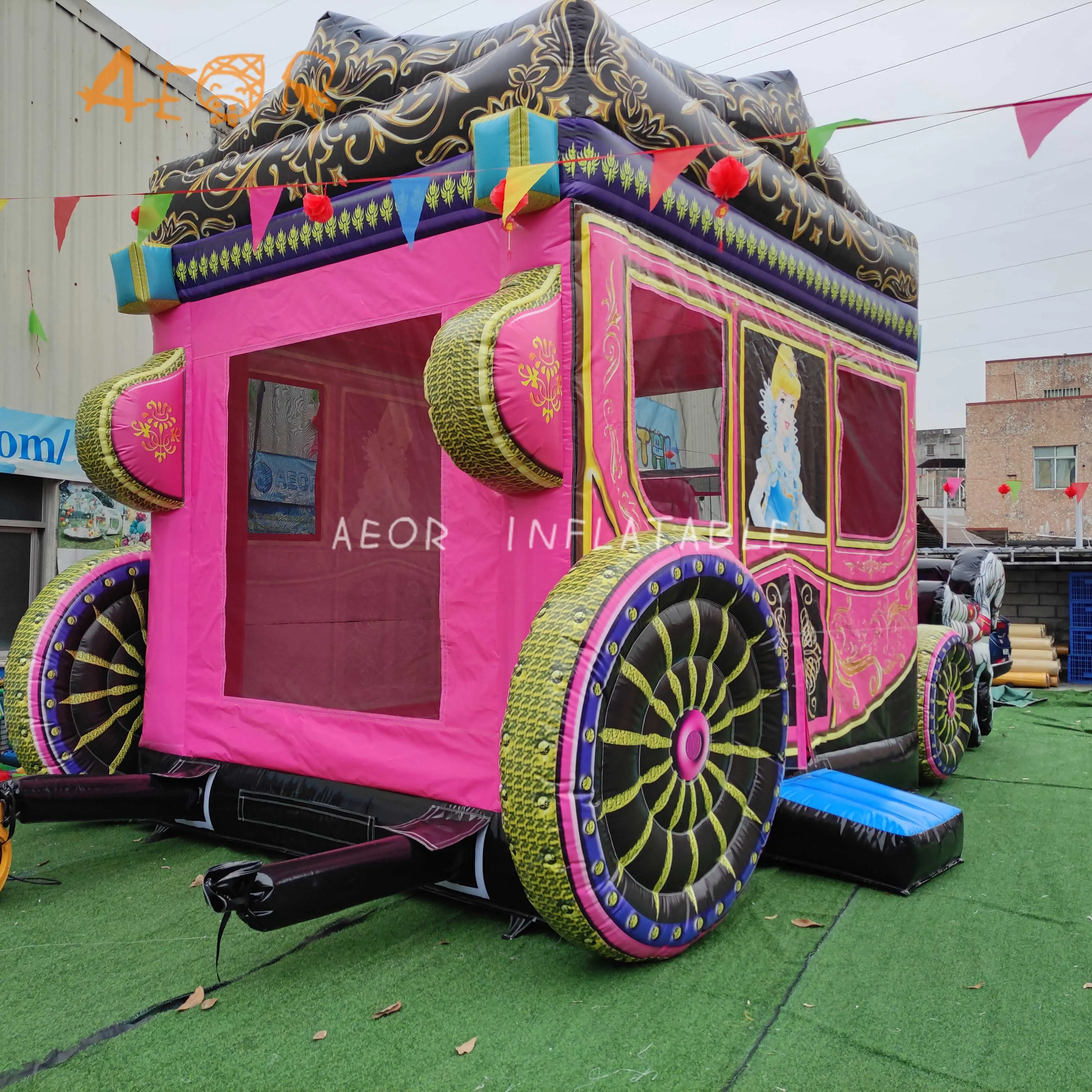 Princess Inflatable Pink Bouncy Castle Moon Bounce House for Girl ...