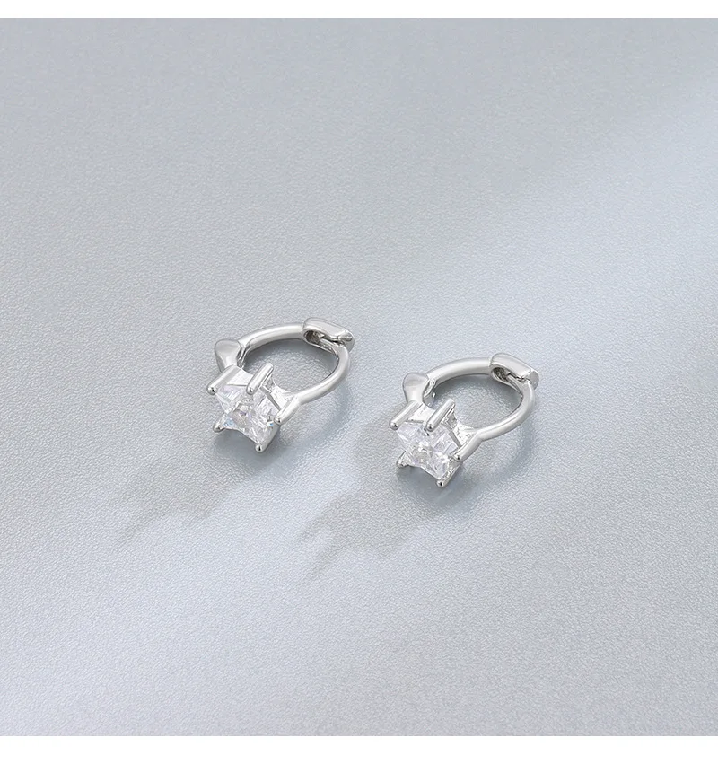 Carline Women Fine S925 Silver Jewelry Star Huggies Earring 18k Gold Plated Zircon Tiny Hoop ...