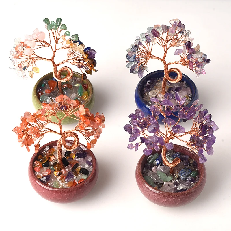 Natural Stone Crystal Money Tree - Chakra Healing Stones