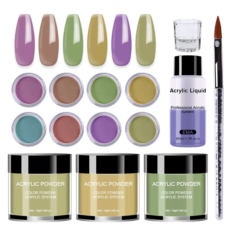 Custom Private Label Coloured Acrylic Powder Use 3 In 1 Set Match Gel ...