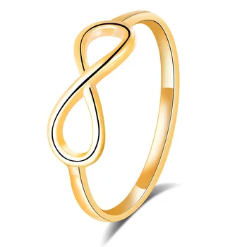 Simple Design Infinity Symbol Rings Au585 14k Solid Yellow Gold Rings ...