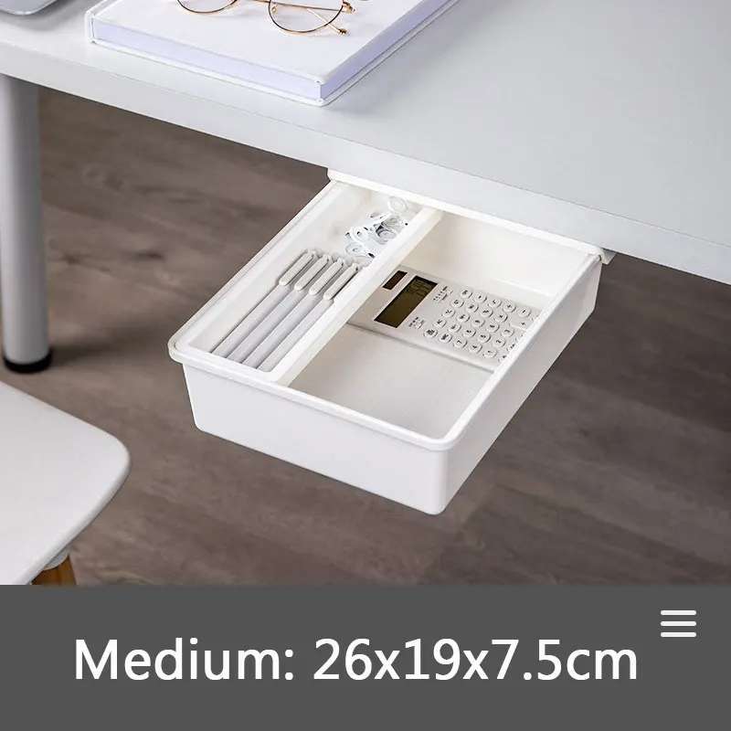 Under Desk Drawer,Slide Out Hidden Desk Drawers Organizer,Self-adhesive ...