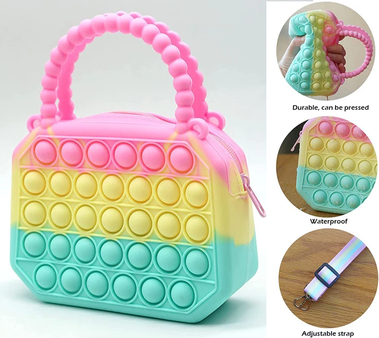 Custom Rainbow Girls Silicone Fidget Toy Bag Stress Relief Fidget ...
