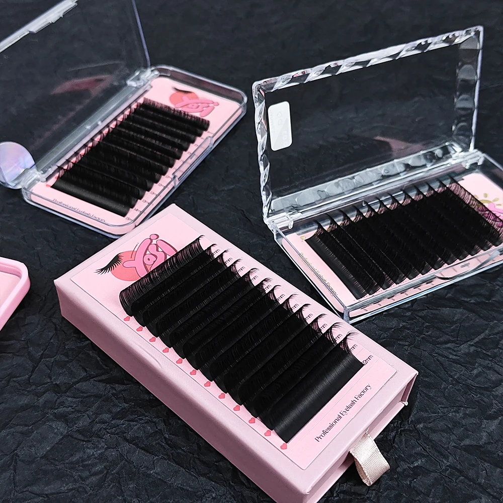 Matte Black Dark Fluffy Cashmere Volume Lash Extensions Velvet Mink Lash Trays Wholesale ...