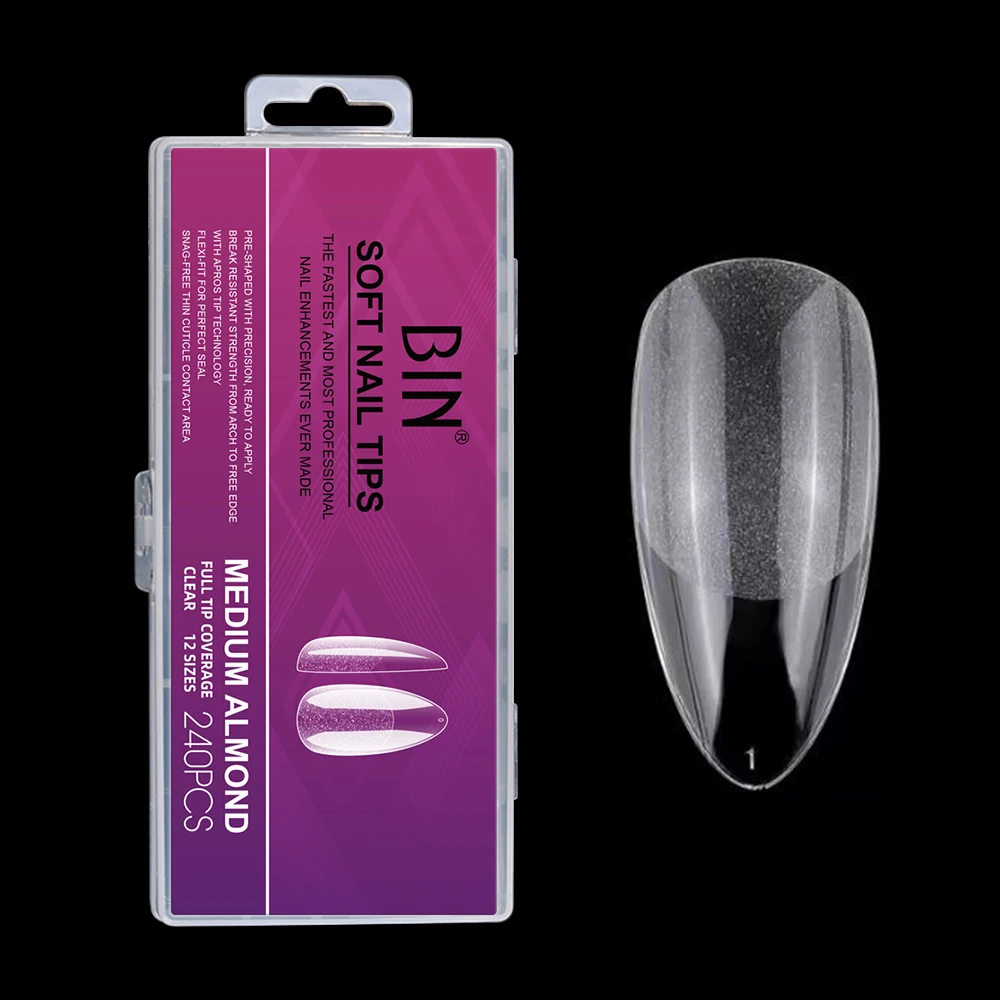 Bin 11 Size Nail Tips Set Soft Gel Quick Nail Extension Long Tips - Buy ...