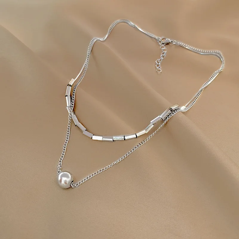 Fashion Multi Layers Cuboid Cube Chain Necklace Big Round Ball Pendants ...