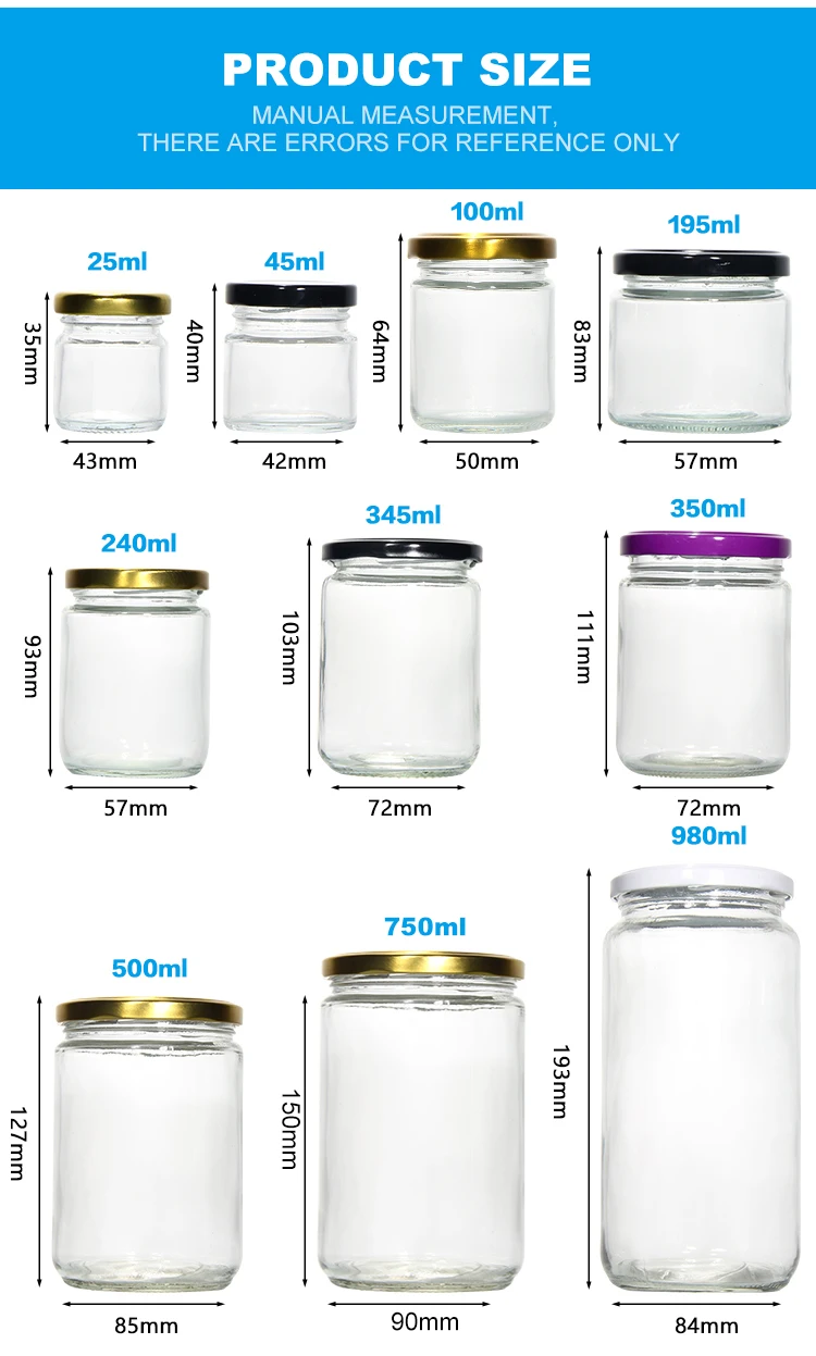 Custom Label Jelly Jam Food Storage Round Glass Jam Jar With Metal Lid - Buy Hot Sale 50ml 100ml ...