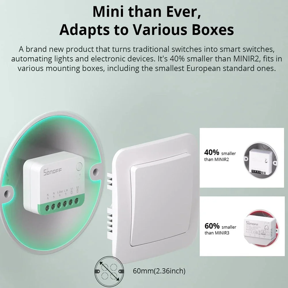SONOFF MINIR4M Smart WiFi switch module supports Matter Homekit direct ...
