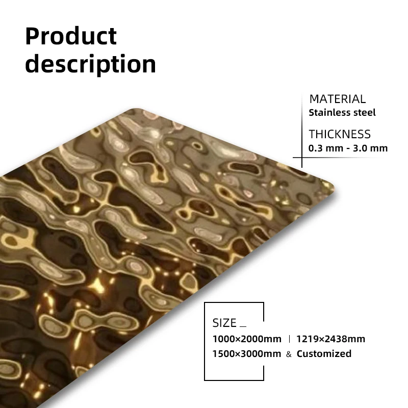 3D Wall Panel Pattern Mirrors Embossed Metal Water Ripple