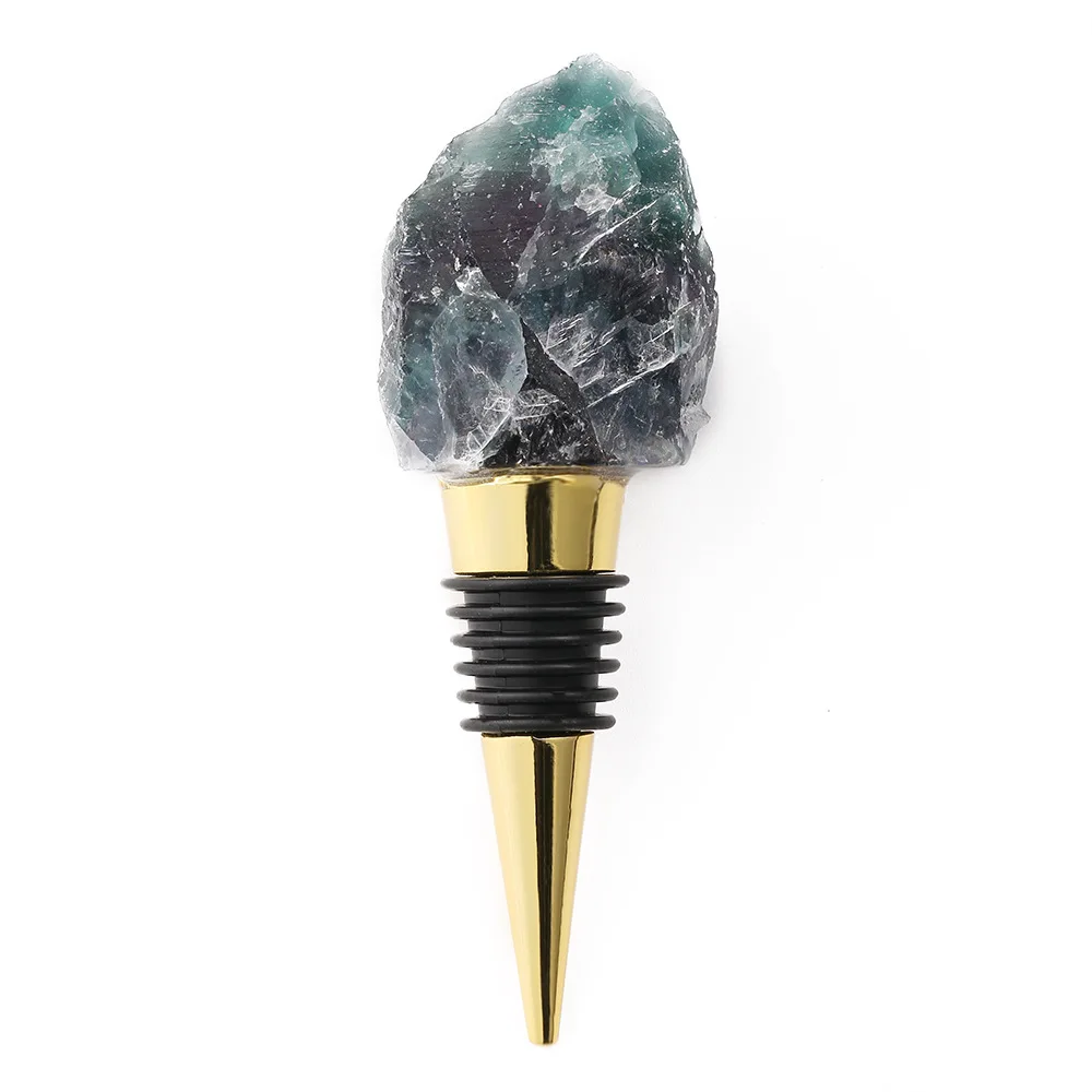 Gemstone Bottle Stopper With Metal Base Rose Quartz Tumbled Healing ...