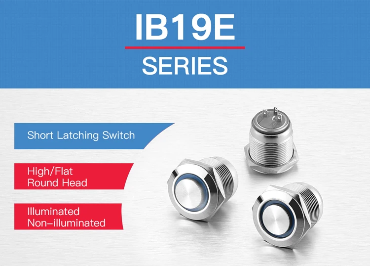 Ip65 4pin 12v 5a 19mm Latching Flat Round Head Spst On/off Waterproof ...