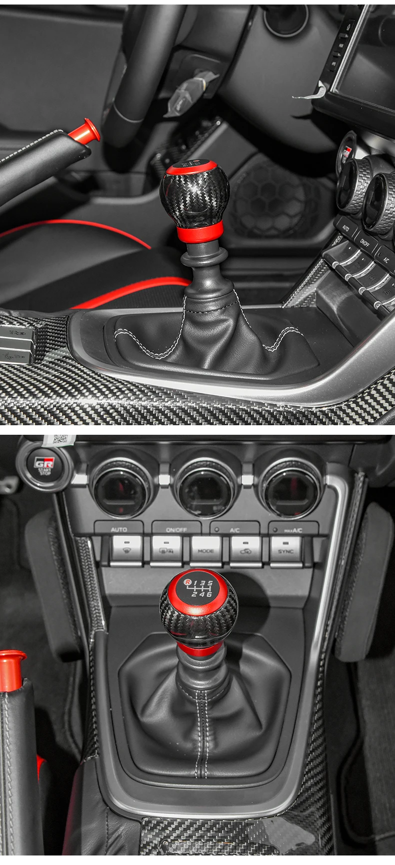 Carbon Fiber Gear Shift Knob Cover Replacement For Manual Toyota Gr86 ...