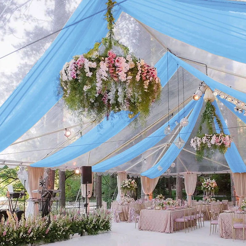 Ceiling Draping Curtains for Wedding Parties Chiffon Backdrop Curtain ...