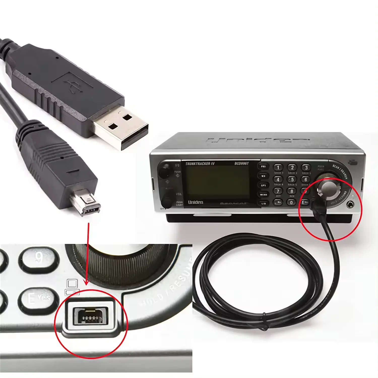 Usb To Ttl Mini 4p Serial Programming Cable For Uniden Bearcat Scanner ...