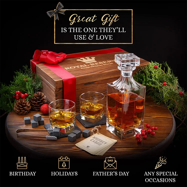 Unique Set Whisky Gift Box Decanter Set Whiskey Stones Custom Whiskey ...