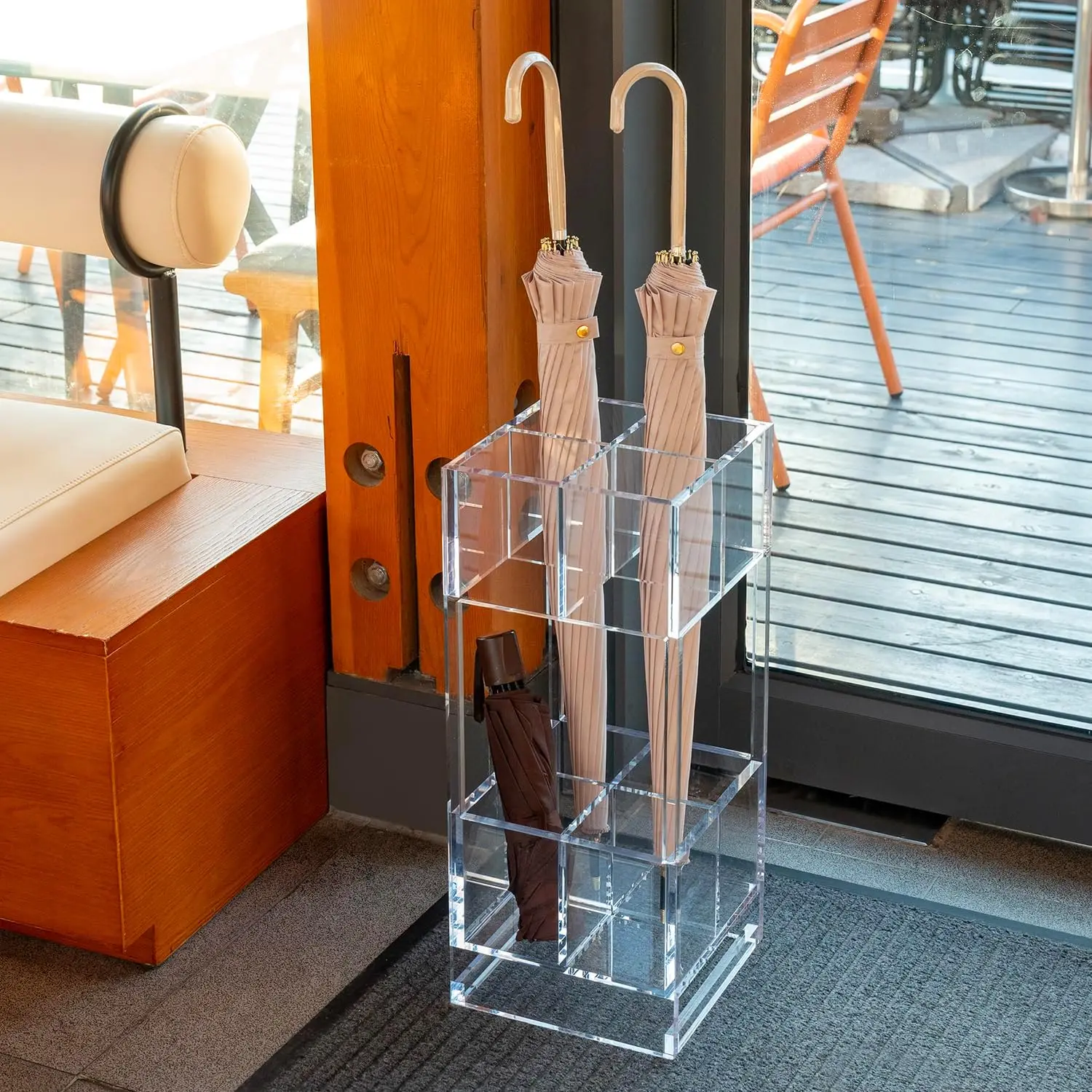 Commercial Grade Premium Clear Acrylic Freestanding Umbrella Holder ...