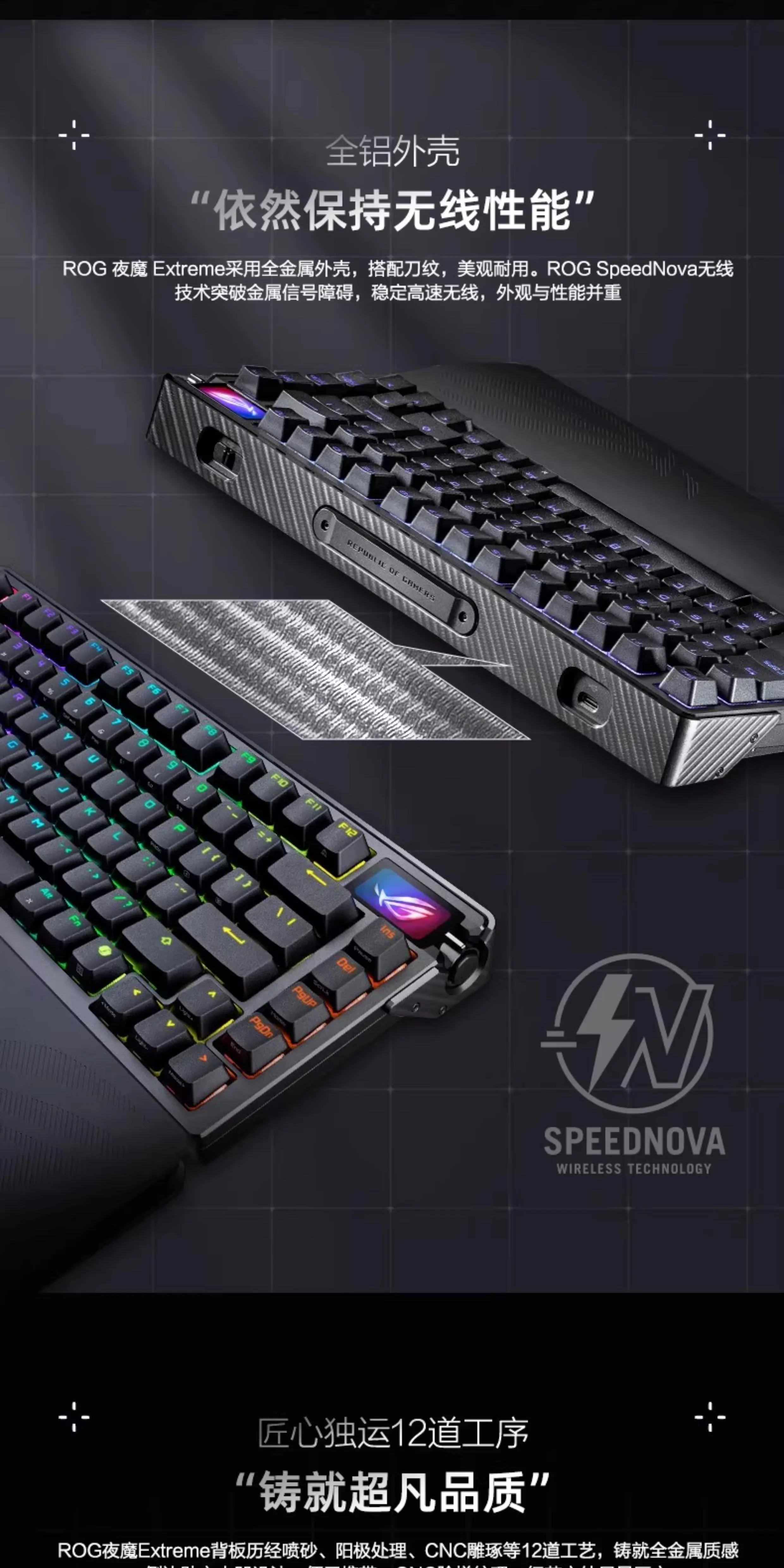 ROG Night Demon Extreme Tri-Mode Gaming Keyboard 75% Layout Full Key ...