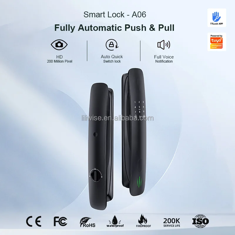 Liliwise Full Automatic Electric Tuya Ttlock Wifi Ble Smart Door Lock Keyless Biometric ...
