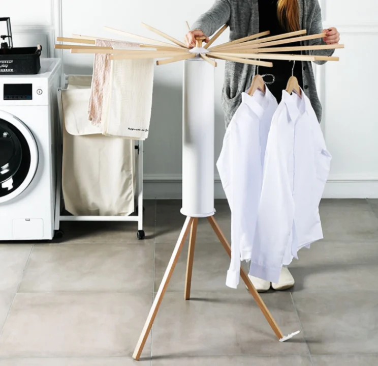 Foldable Wooden Standing Dryer - Efficient Clothes Organizer