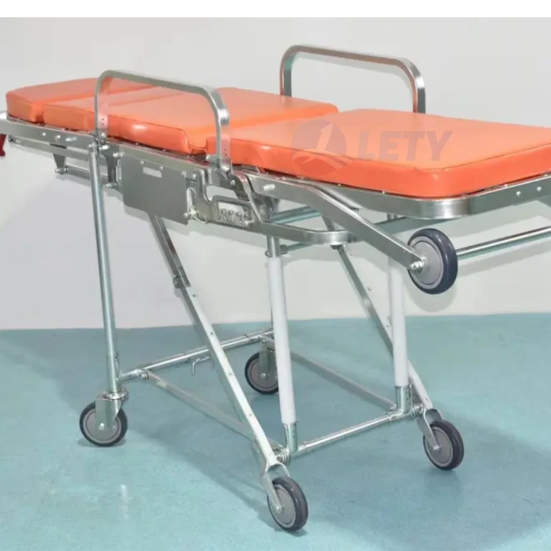 Hospital Emergency Trolley Stainless Steel Folded Rescue Stretcher With ...