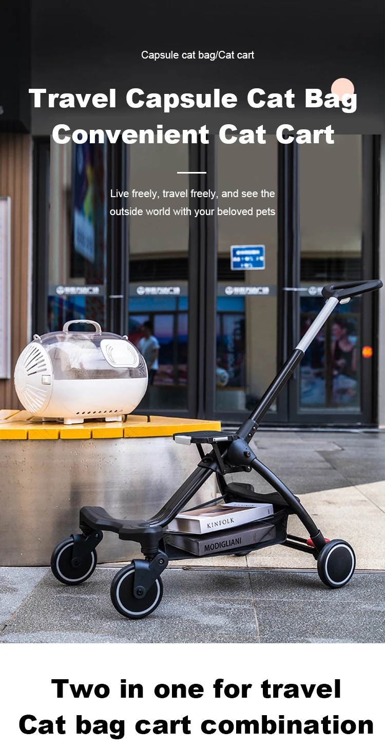 Outdoor Travel Walk Carrier Cat Pet Cart Portable Pet Hand Trolley ...