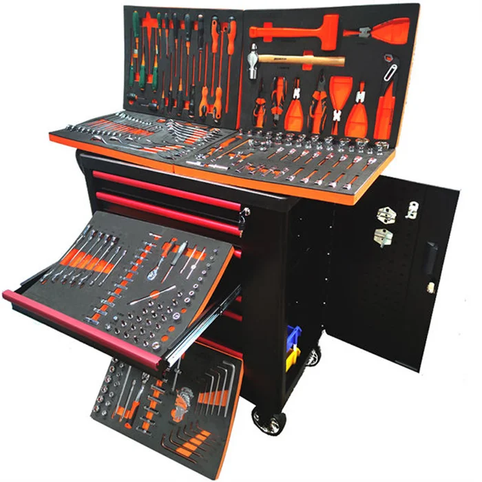 Metal Tool Trolley Workbench Rolling Box Trolley Drawers Lock Tool Cart ...