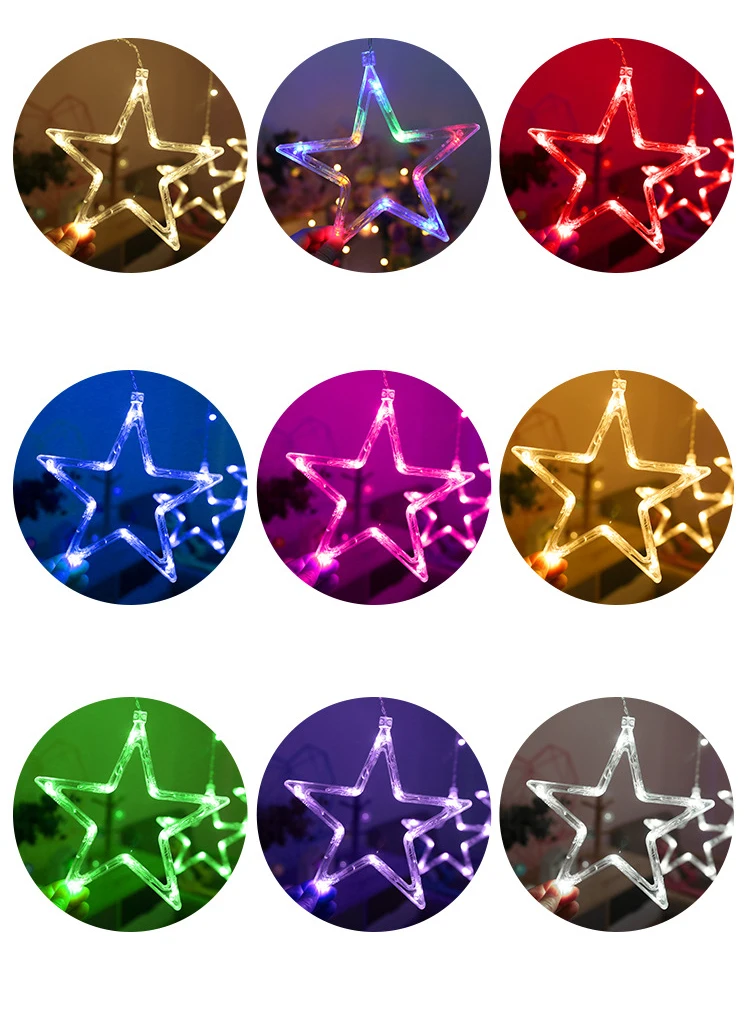 12 Stars 138 Led Star Lights,Star String Lights With 8 Lighting Modes ...
