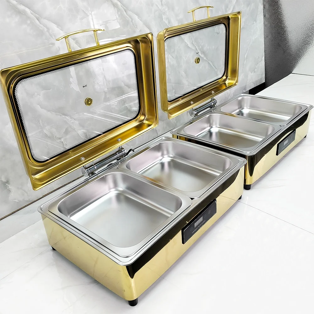 Luxury Stainless Steel Buffet Serving Dish Heating Food Warmer Set ...