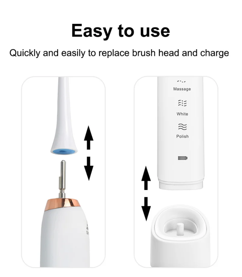 Ipx7 Waterproof Foodgrade Smart Sonic Electric Toothbrush Rechargeable ...