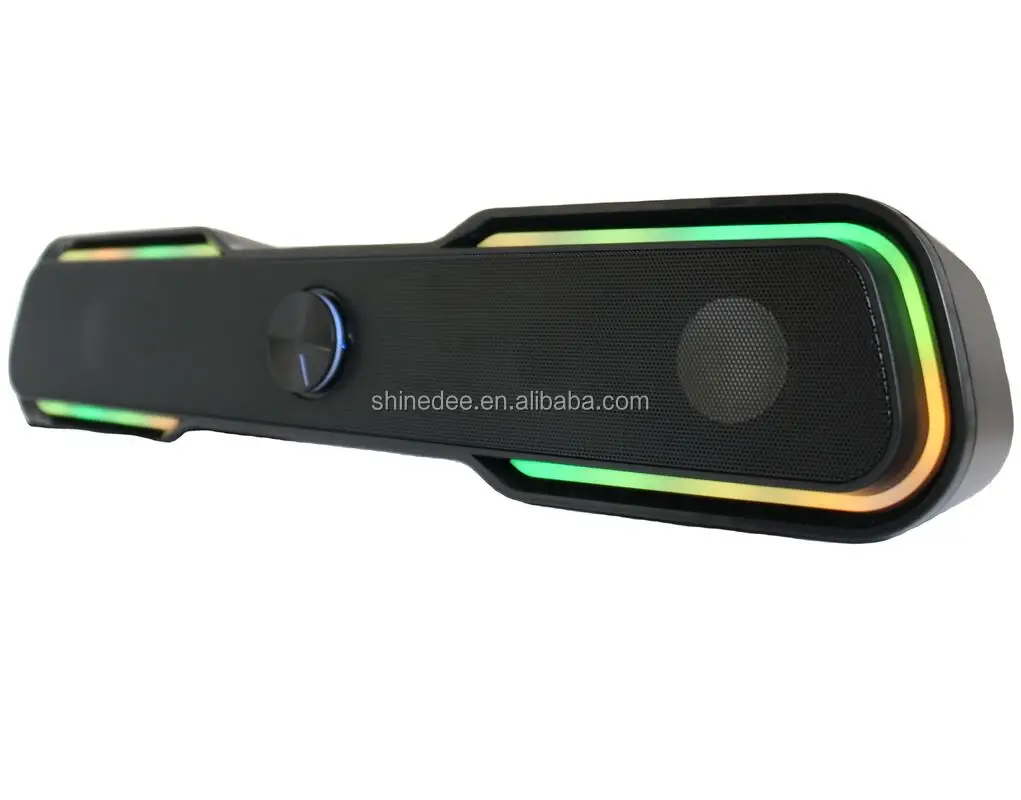For Desktop Monitor Dynamic RGB Computer Sound Bar HiFi Stereo PC ...