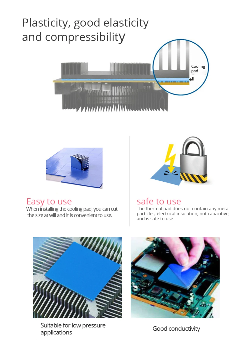 Tishric Heatsink Cooling Conductive Silicone Pad 1.5mm*100mm*100mm High ...