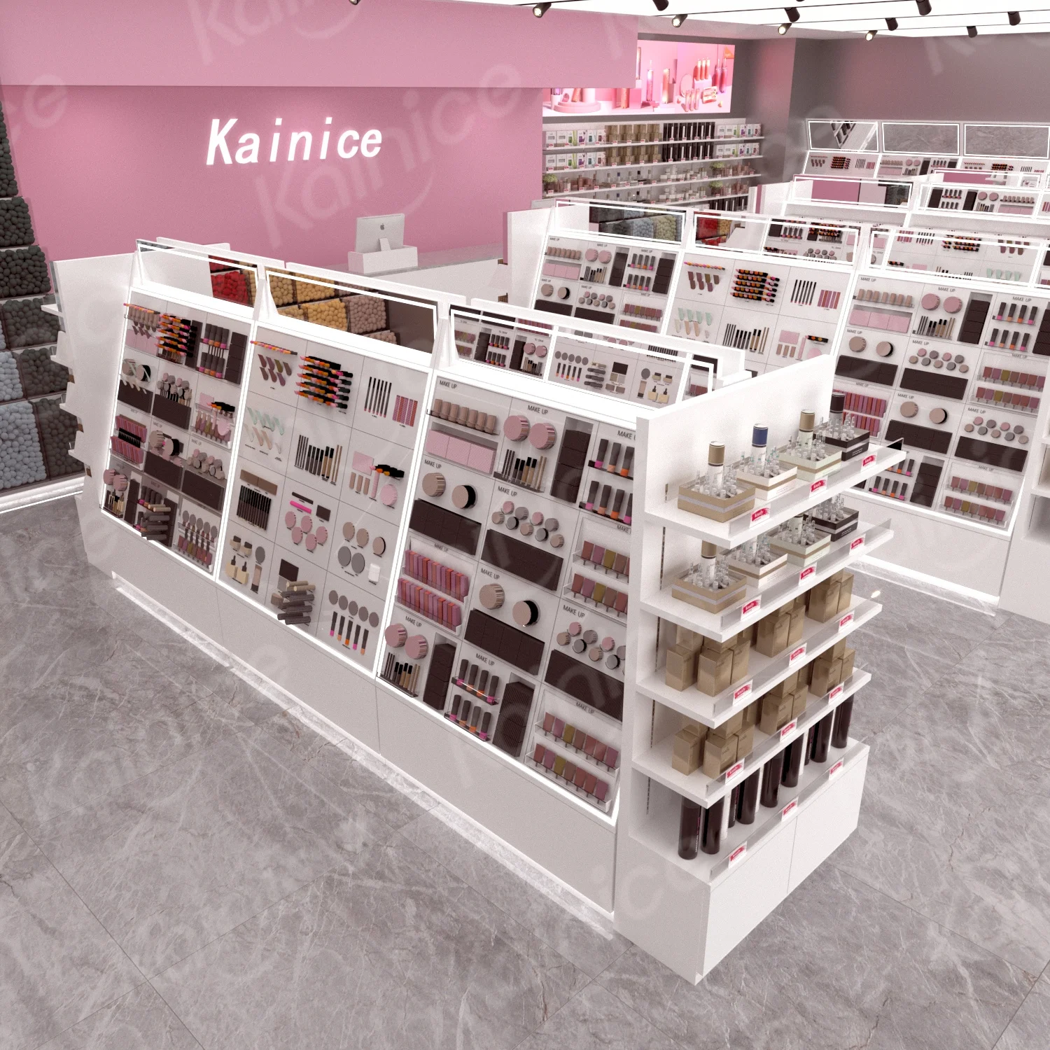 Kainice Beauty Store Makeup Vanity With Lighted Mirror Cosmetics Shop ...