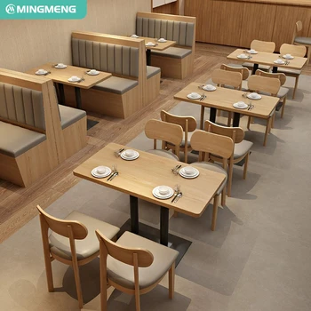 New Style Modern Fast Food Restaurant Table Set With Custom Booth ...