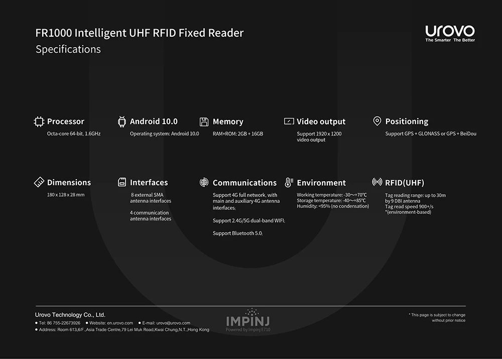 Urovo Long Range Intelligent UHF RFID Fixed Reader E710