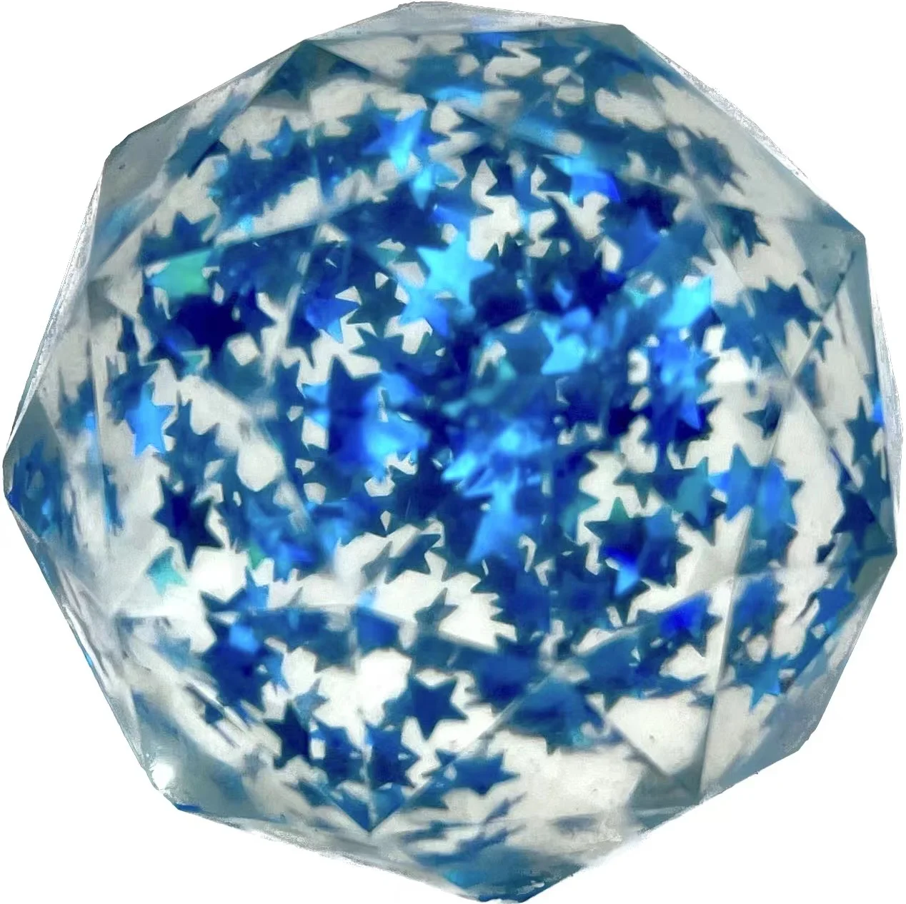 Bouncing Rubber Diamond Toy 49mm Clear Balls with Star Glitter