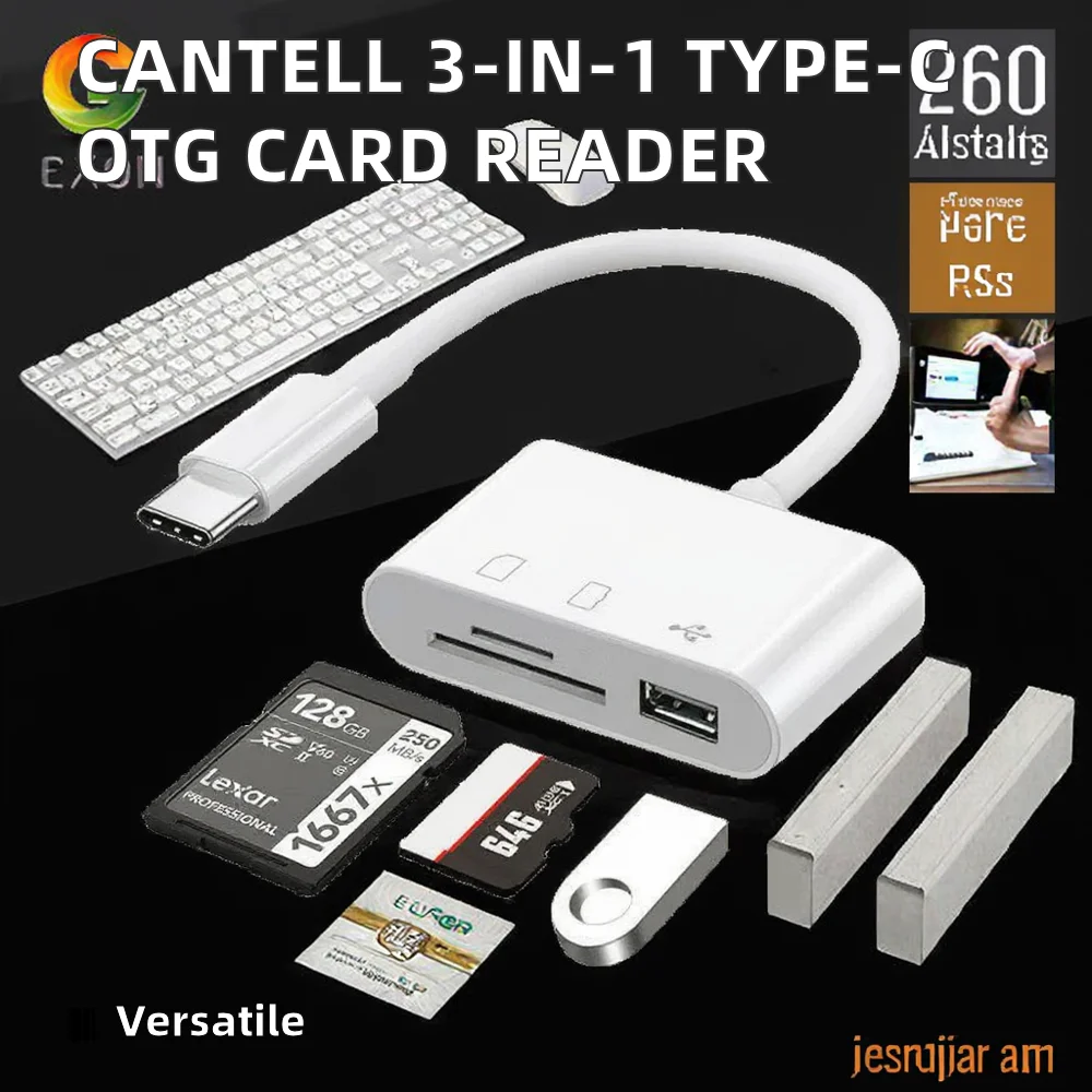 Cantell 3-in-1 Type-C OTG Camera Adapter with SD TF-Flash Card Reader ...