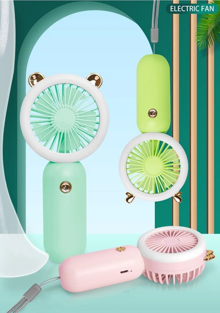 Mini Portable Fan USB Rechargeable Night Light - Bestone