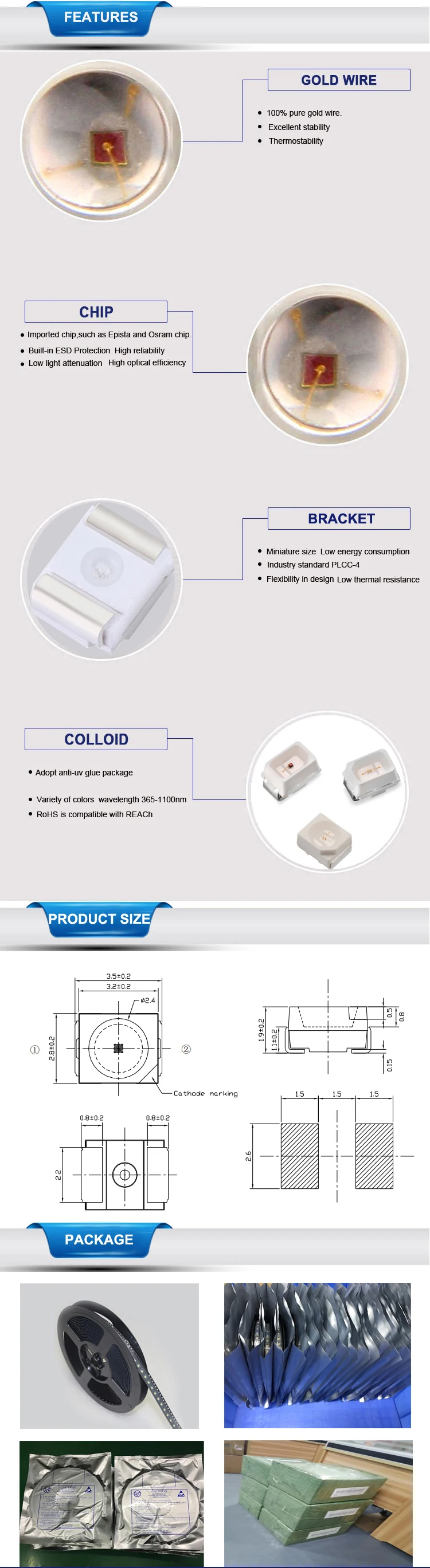 120 Degree Infrared Photodiode IR Sensor Diode 730nm
