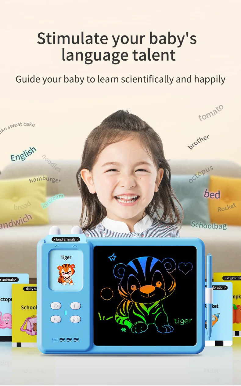 Talking Flash Cards Lcd Drawing Tablet 224 Sight Words Autism Sensory ...