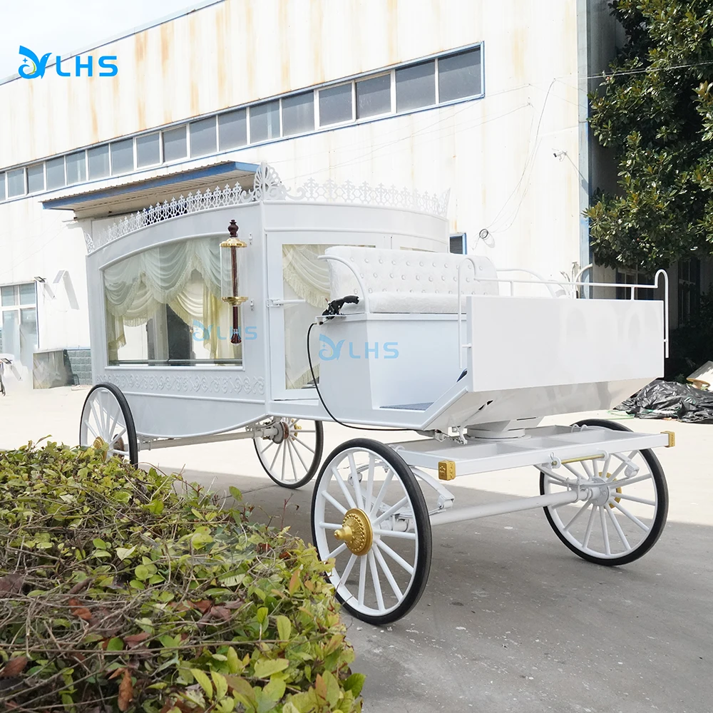 New Modern Design Coffin Horse Cart Pure White Horse Hearse Buggy ...