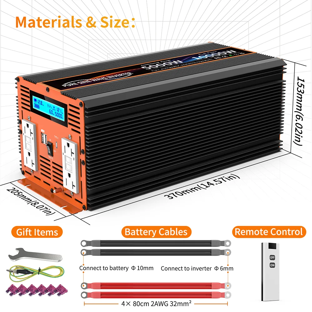 Xdzwatt Dc Inverter 1000w 2000w 3000w 4000w 5000w Off Grid High Frequency Pure Sine Wave 12v ...