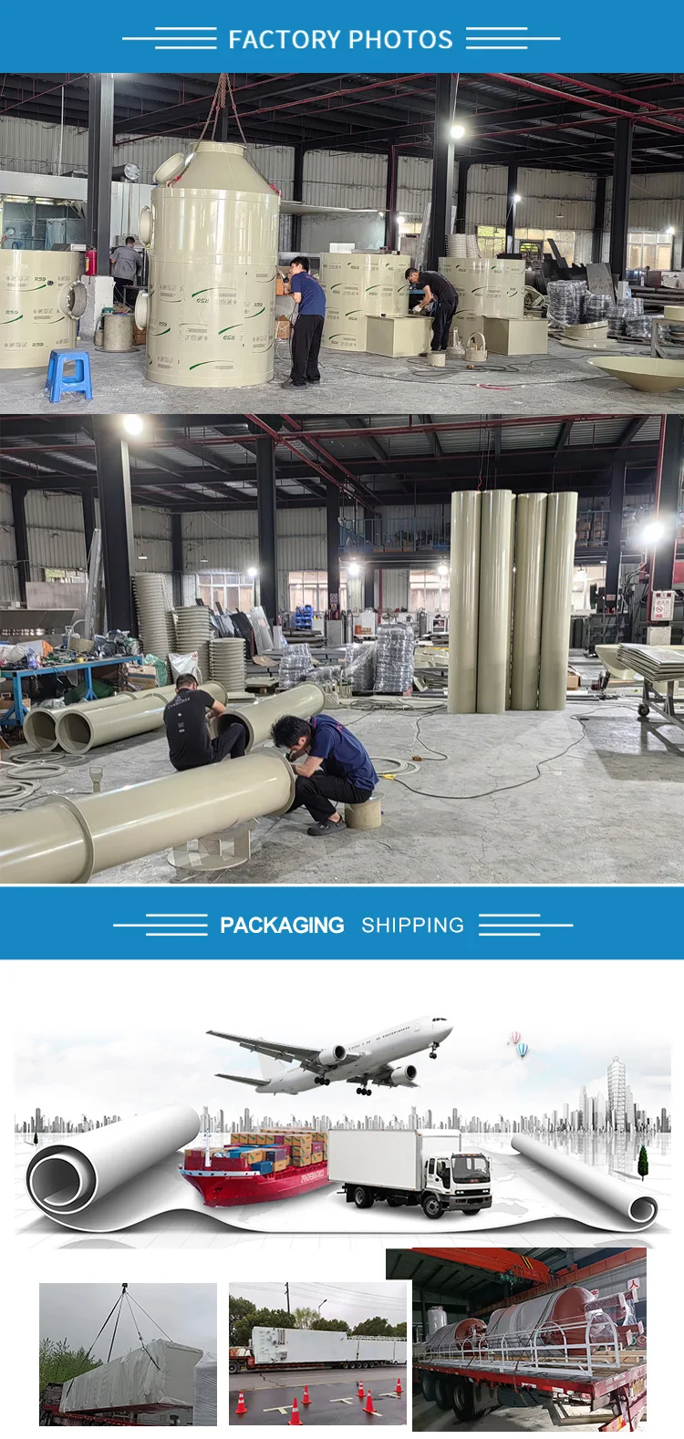 Pp Frp Grp Fiberglass Column Absorption Tower Exhaust Gas Purification ...