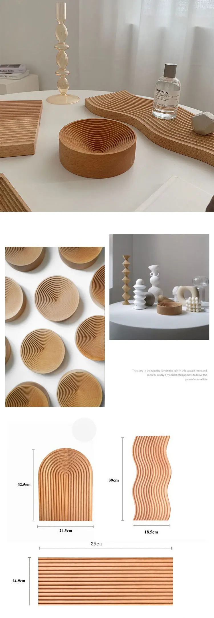 Large Diy Nordic Decorative Wood Arch Ripple Cutting Board Wooden ...