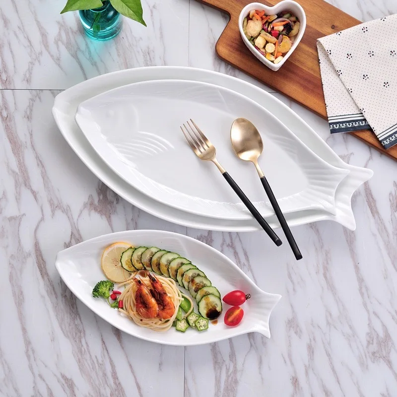 Luxury Gold Rim Fish Plate Kitchen Ceramic Dinner Plate for Hotel ...
